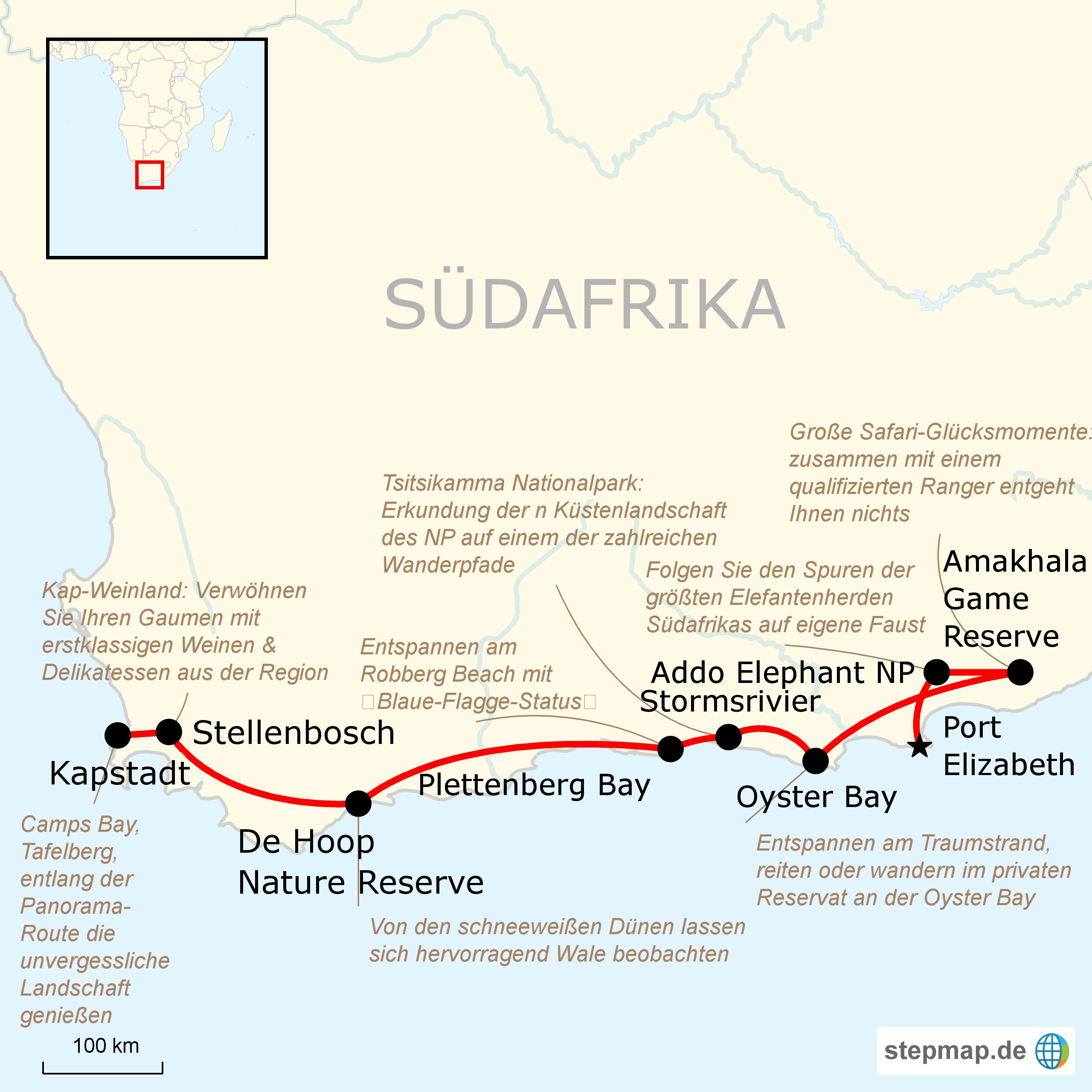 Karte Garden Route Südafrika